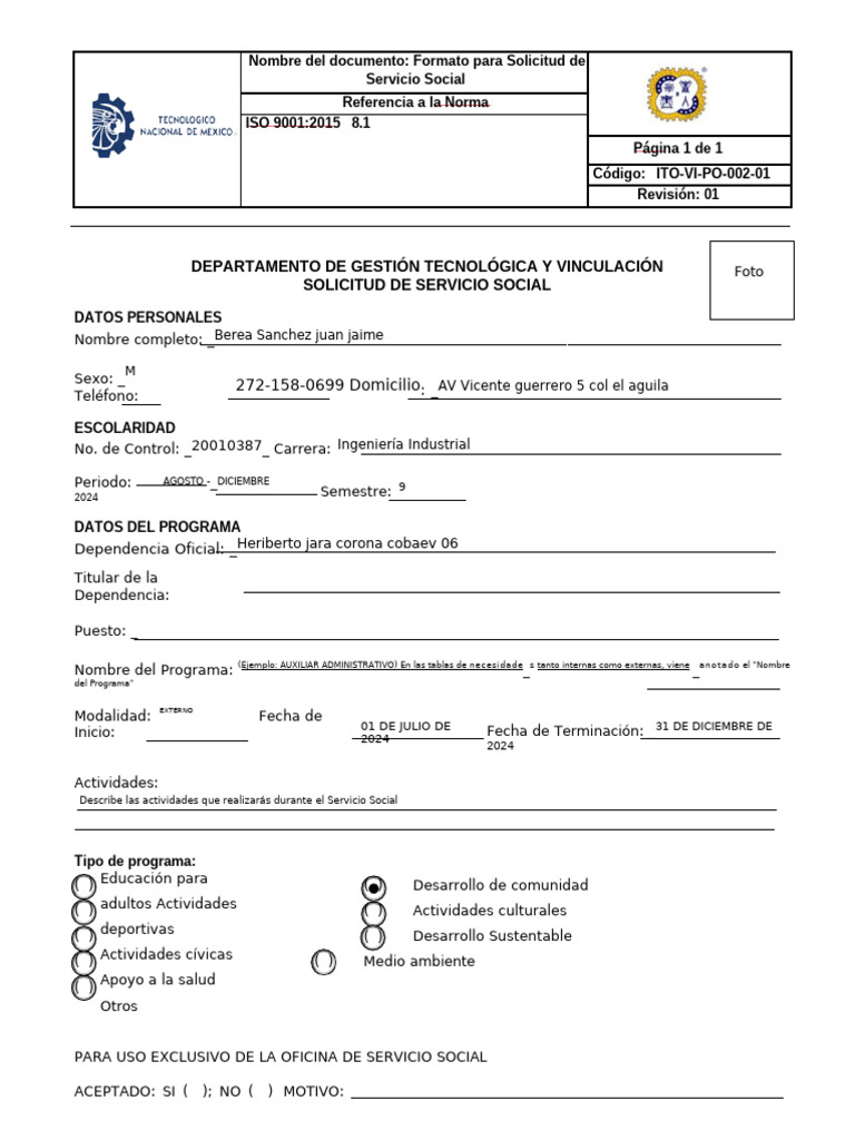 01 - Solicitud - SS - .Docx Sin Terminar | PDF