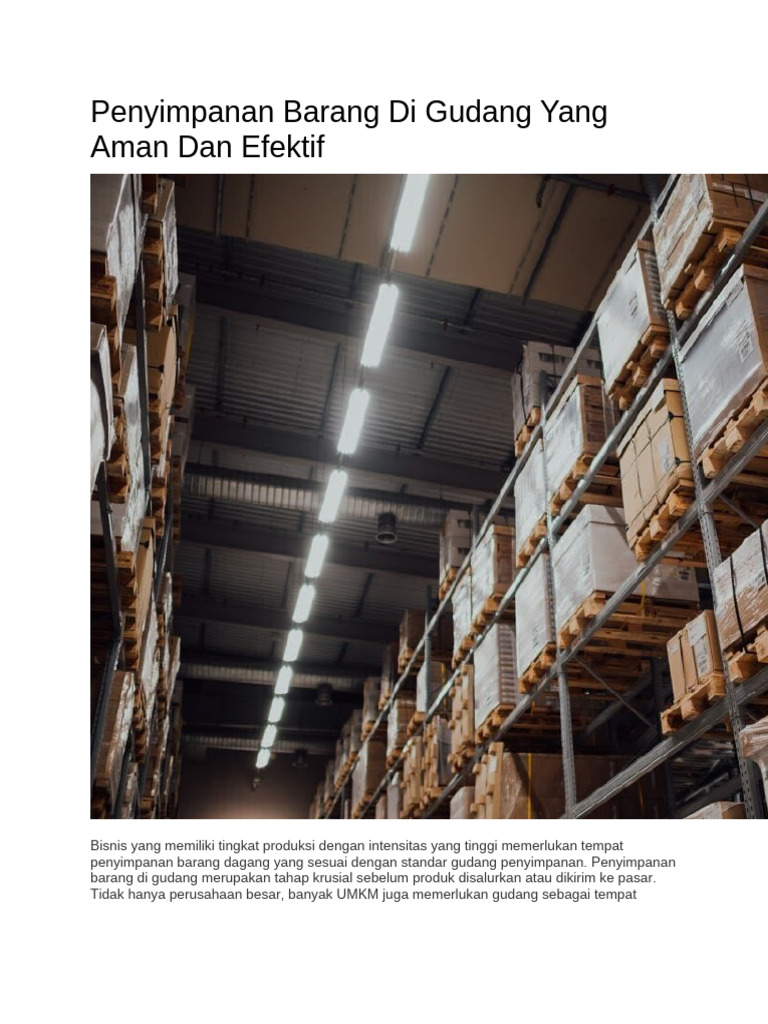 Penyimpanan Barang Di Gudang Yang Aman Dan Efektif | PDF