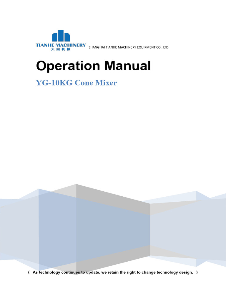 YG-10KG Cone Mixer | PDF