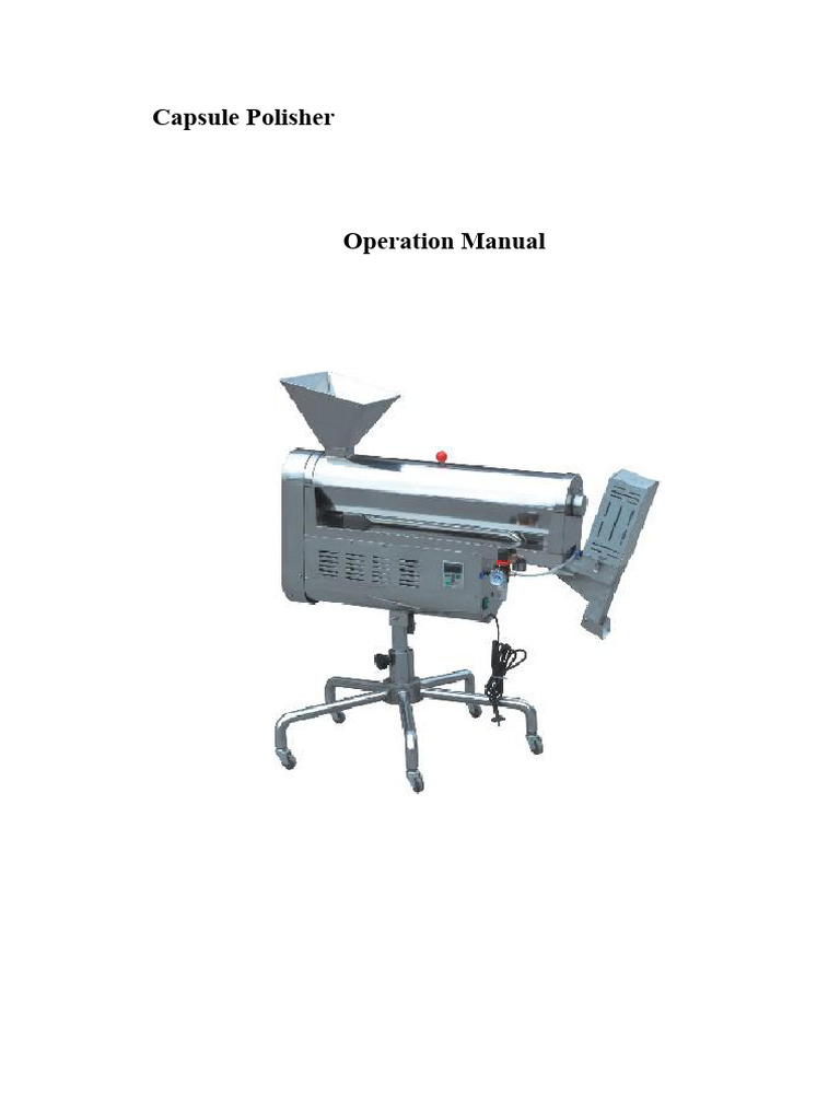 Operation Manual of Capsule Polishing Machine | PDF