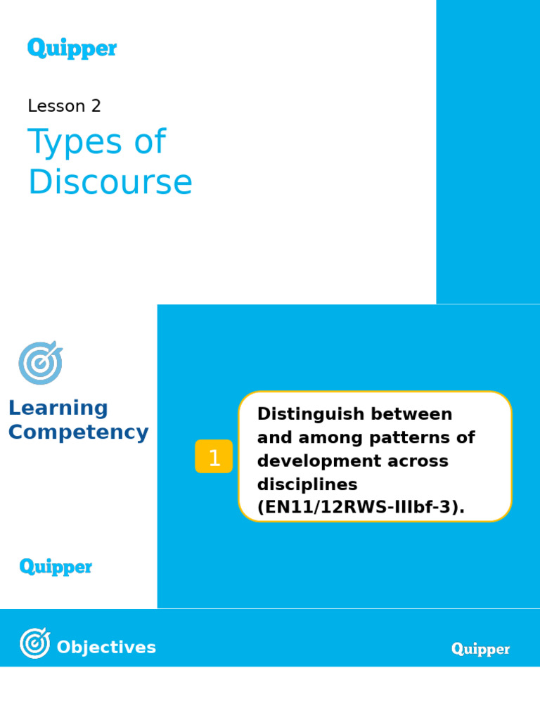 RW 11 - 12 - Unit 1 - Lesson 2 - Types of Discourse | PDF