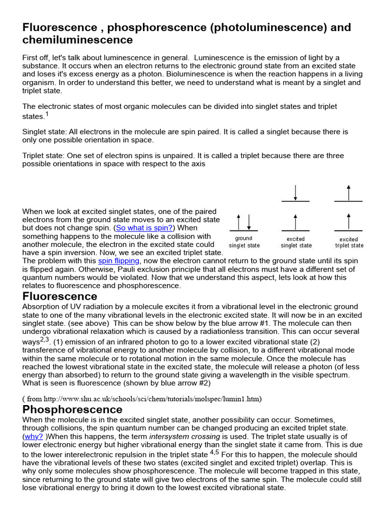 Fluorescence Phosphorescence Good Upenn | PDF