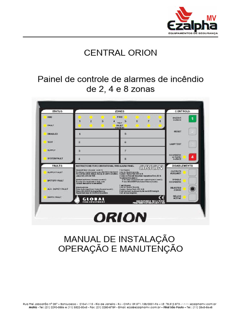 Central ORION - Manual de Instalacao, Manutencao e Operacao | PDF Central ORION - Manual de Instalacao, Manutencao e Operacao | PDF