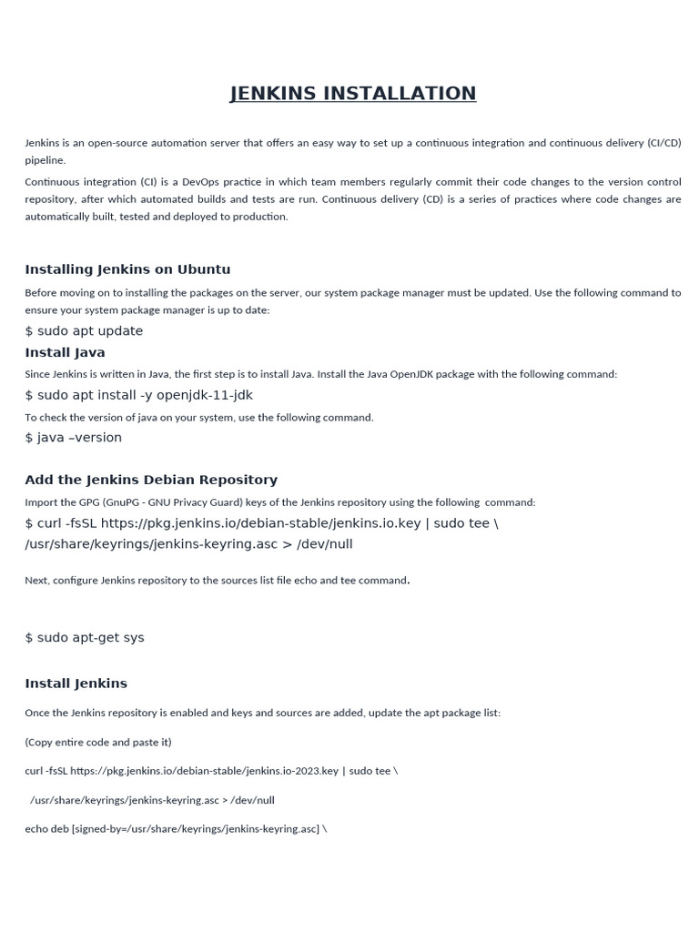 Docker & Jenkins Installation | PDF