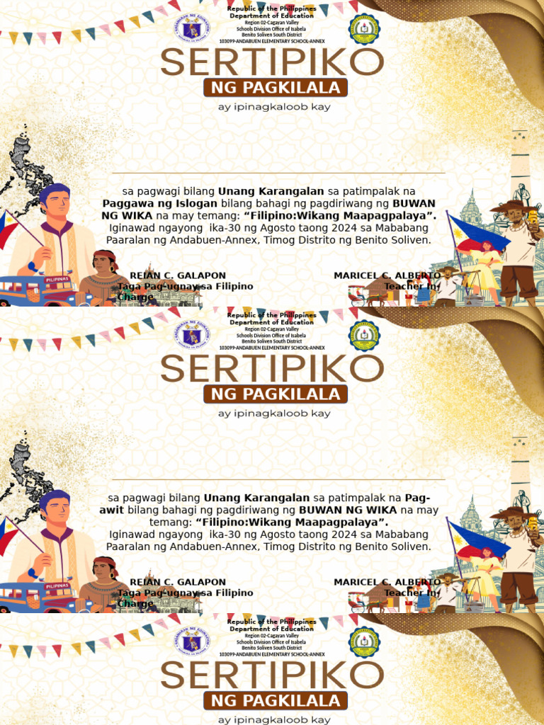 Certificate Buwan NG Wika | PDF