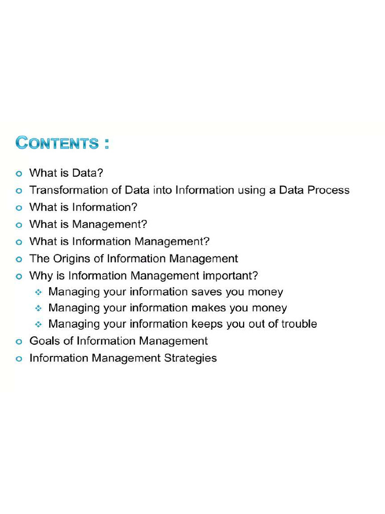 Chapter 1 Overview of Information Management | PDF