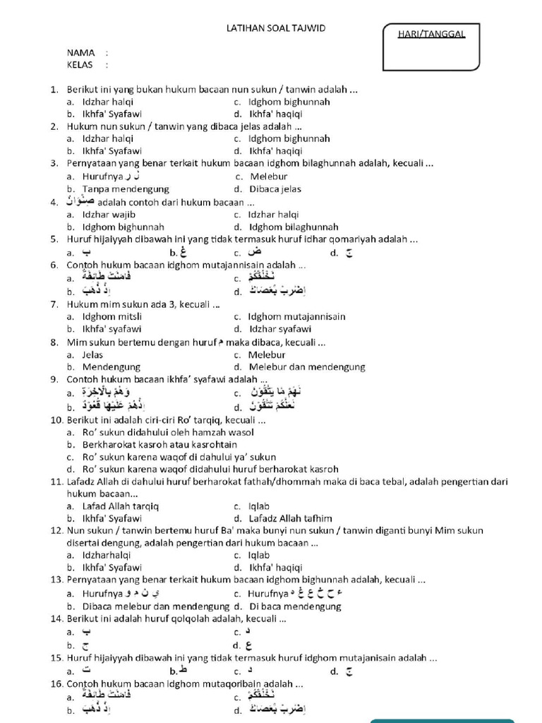 Soal PQ UH Kls 4 | PDF