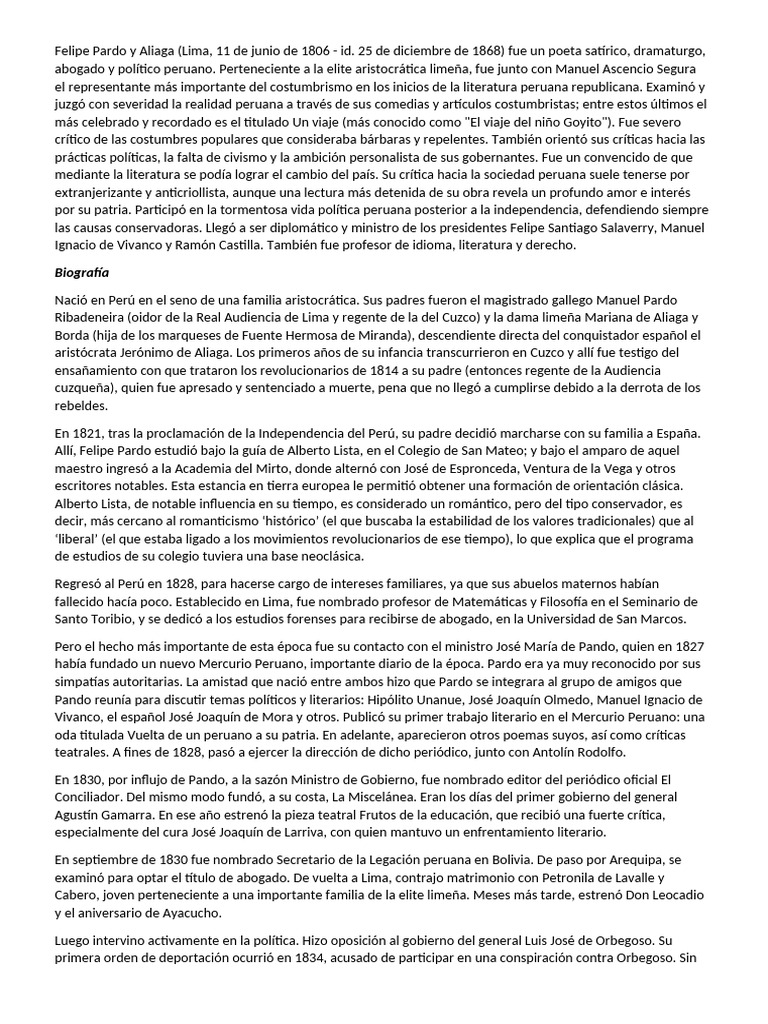 Felipe Pardo y Aliaga | PDF