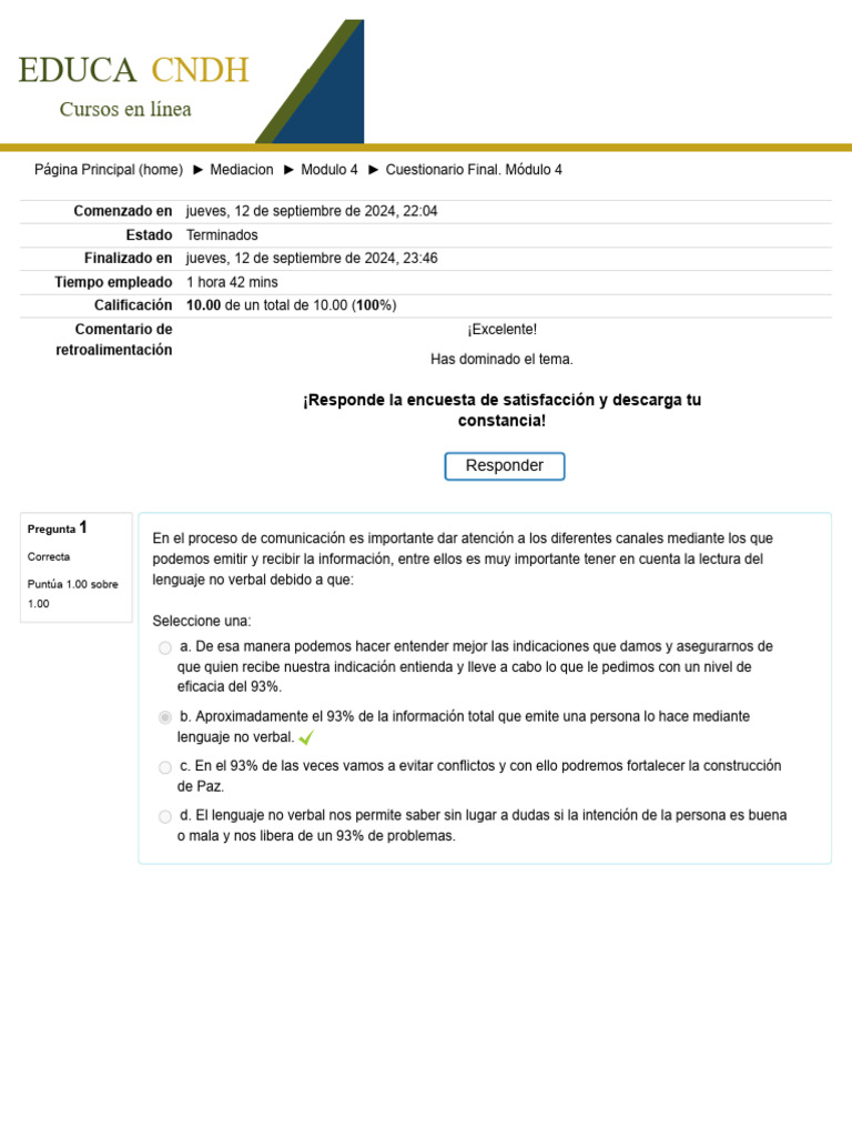 Cuestionario Final. Módulo 4 | PDF