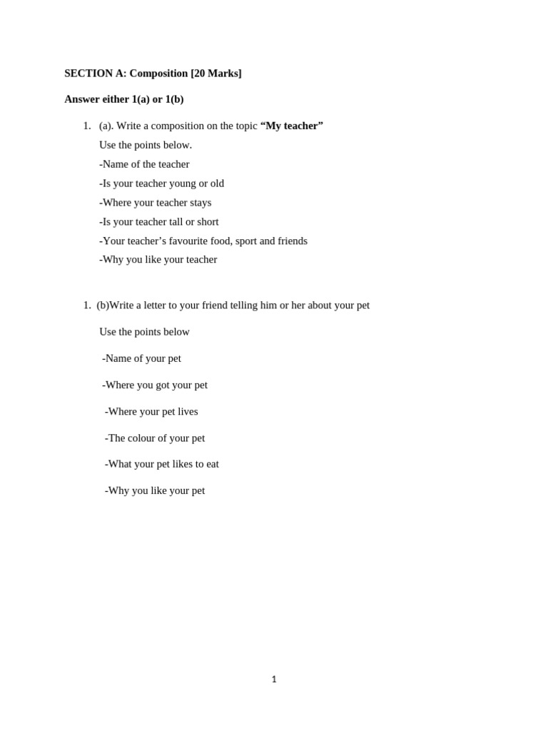 Composition Comprehension Exam Pdf Travel