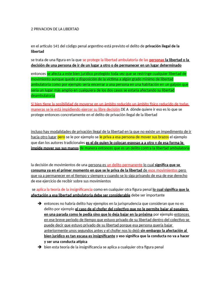Delito de Privación Ilegal de Libertad | PDF | Intención (Derecho Penal ...