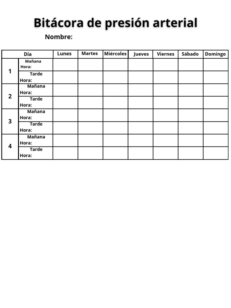 Bitácora de presión arterial.pdf | PDF