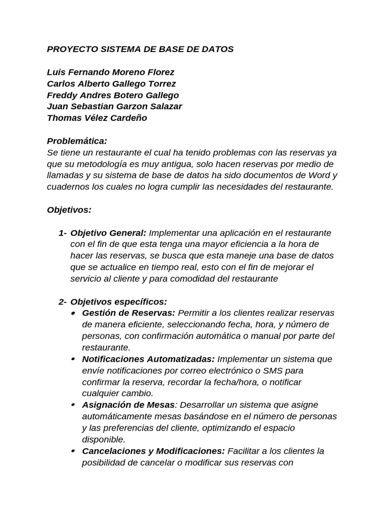 proyecto base de datos | PDF