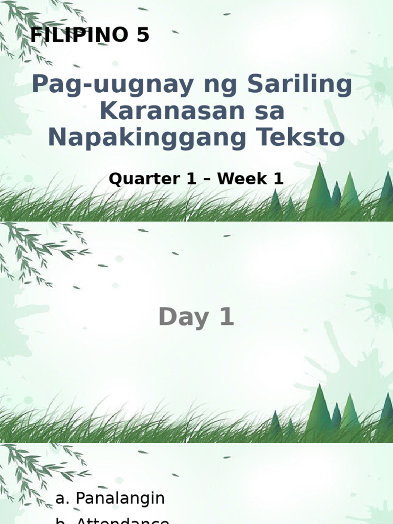 Q1 PPT Week 1 Filipino 5 | PDF