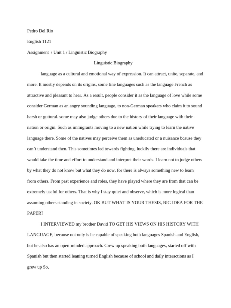 Linguistic Biography - Pedro Del Rio - Final | PDF