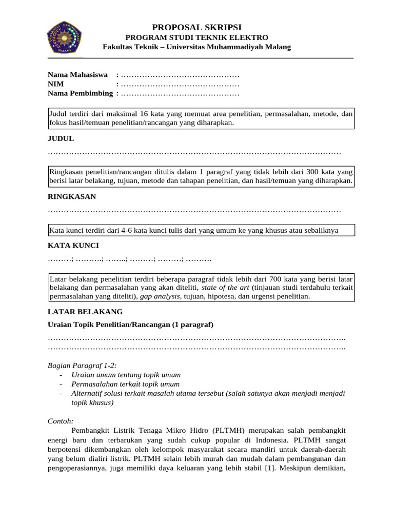 Template Proposal Skripsi TE 2021 | PDF