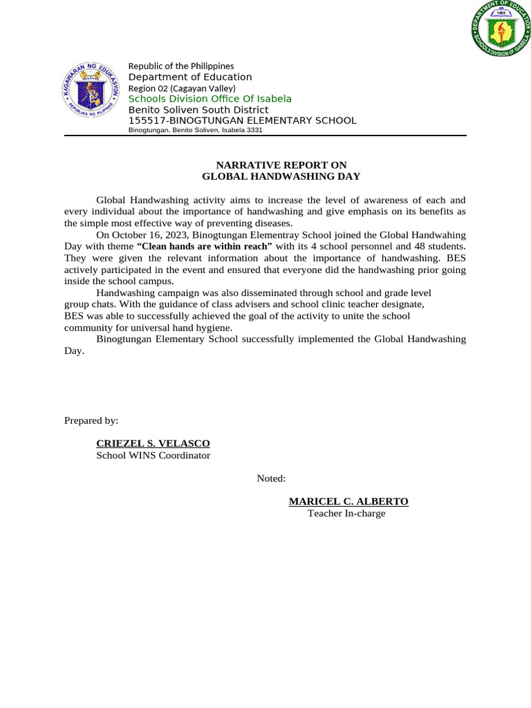 Global Handwashing NArrative Report | PDF | Social Science