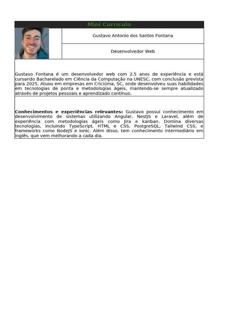 Mini Curriculo Gustavo Fontana - Ref | PDF