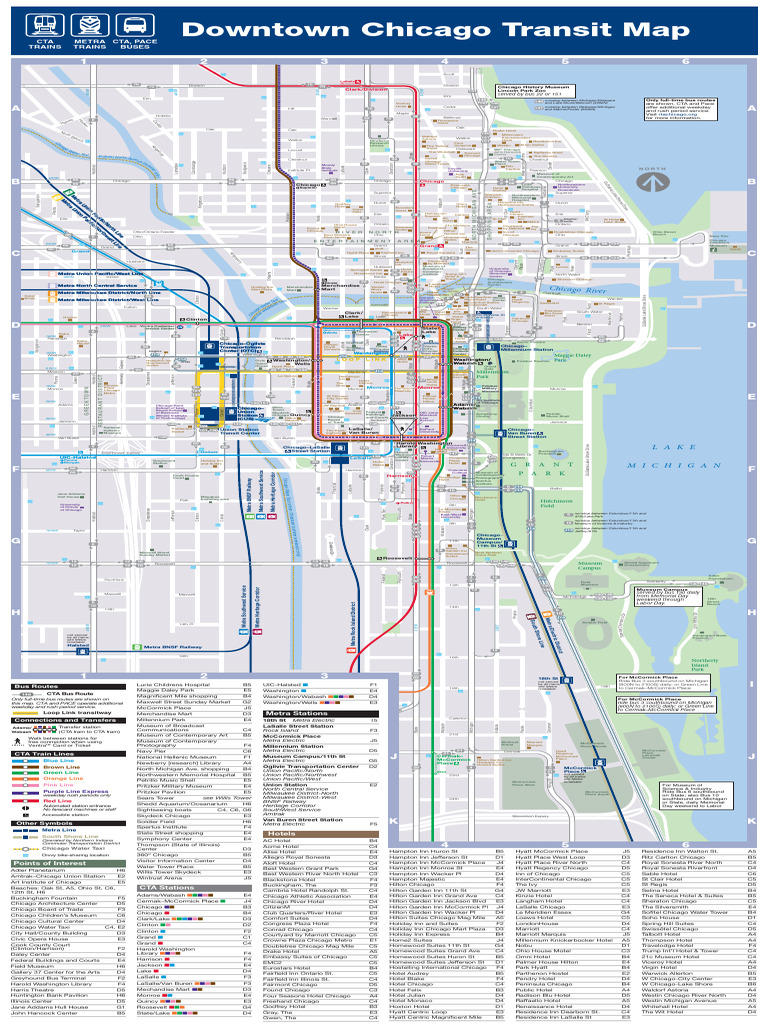 Downtown Chicago Transit Map | PDF | Chicago | Public Transport