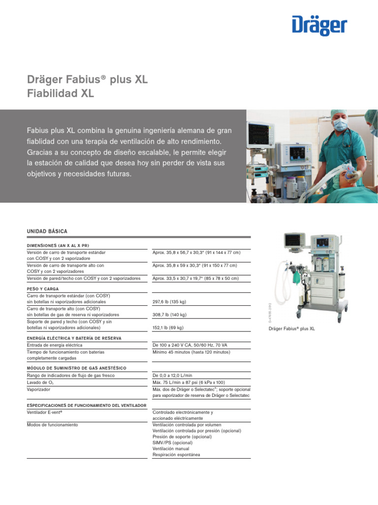 Drager Anestesia Fabius Plus XL | PDF