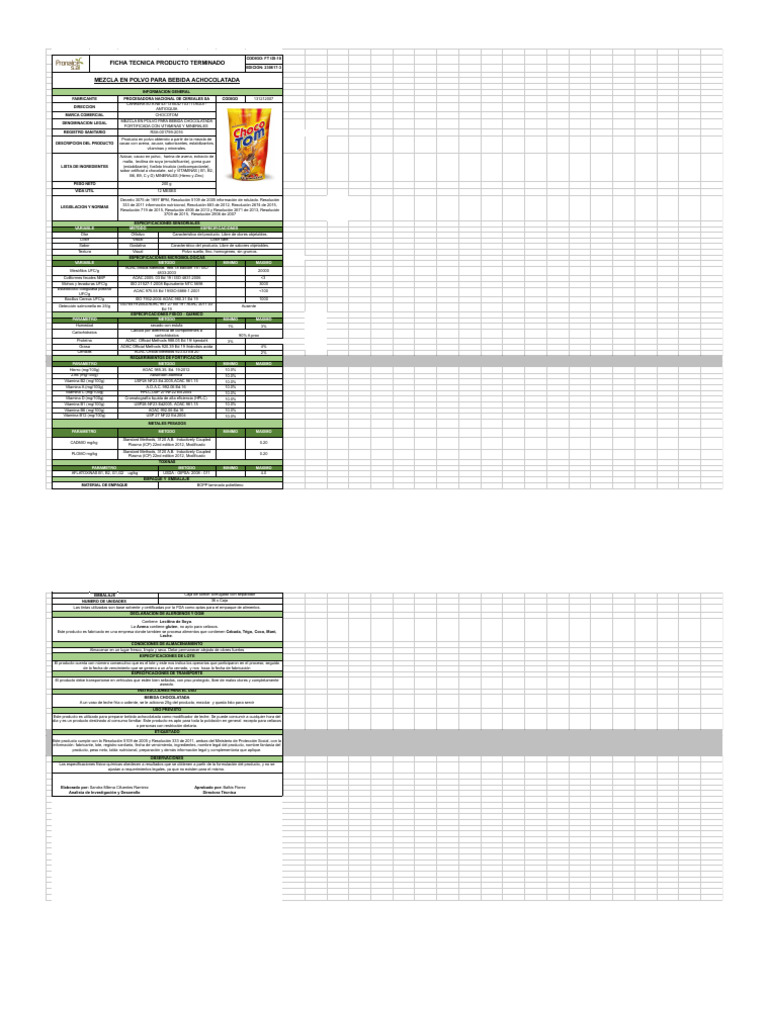 Mezcla en Polvo Fortificada para Bebida Achocolatada Chocotom Bolsa ...