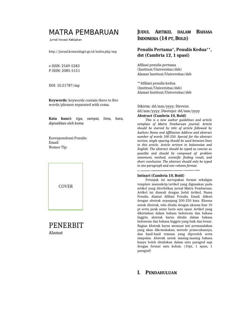 Template Naskah Matra Pembaruan-OTH | PDF