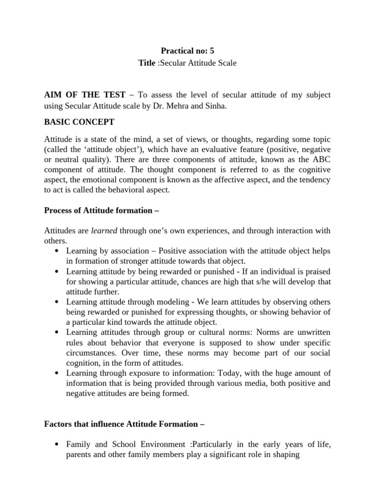 Secular Attitude Scale Assessment | PDF | Attitude (Psychology) | Learning