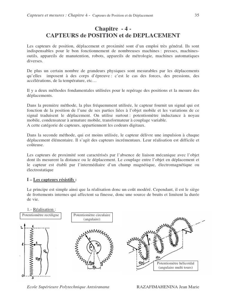 Chap4 - Capteurs de Position Et de Deplacement | PDF