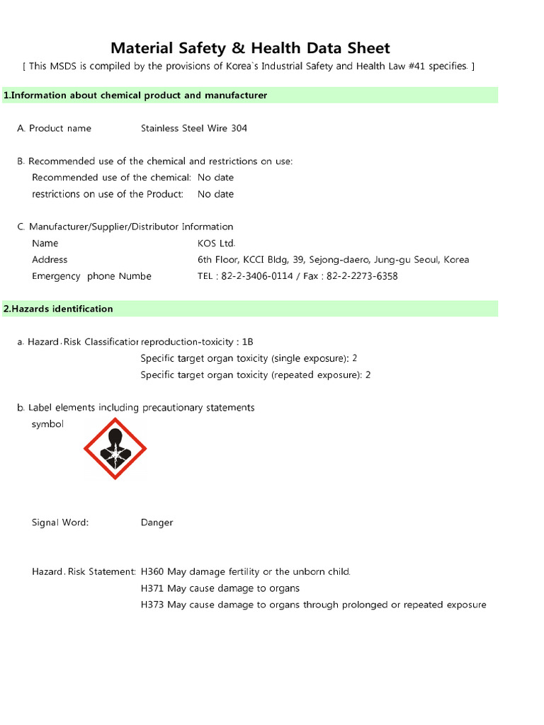 GHS MSDS 304 en | PDF