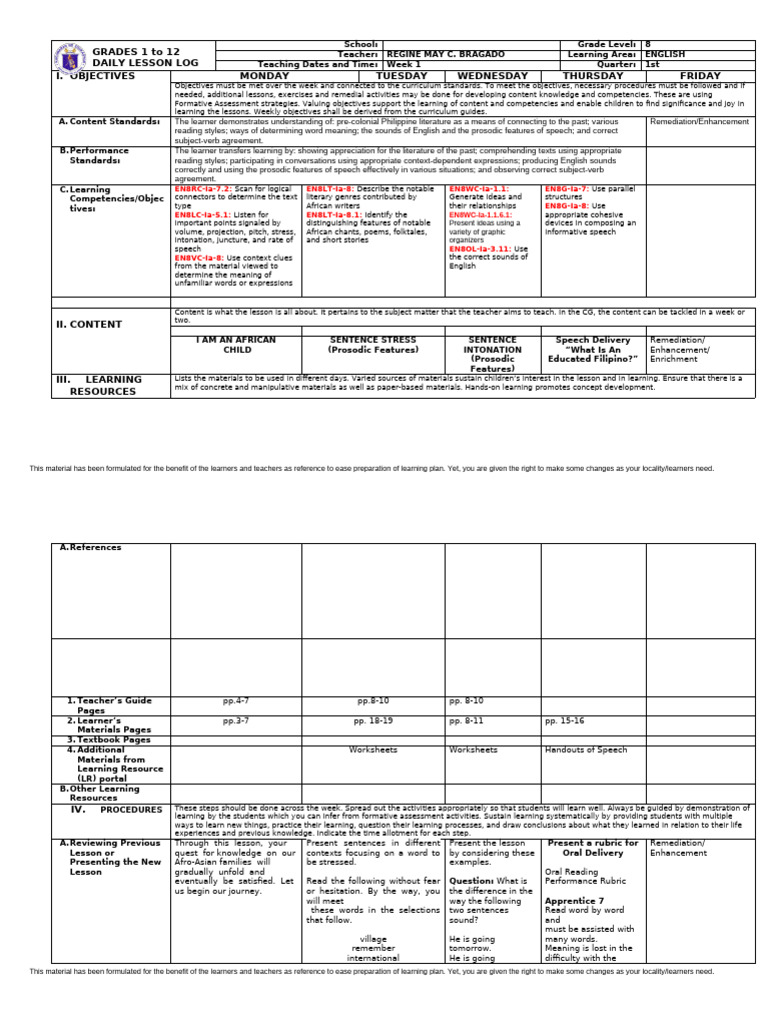 Eng8 DLL Week 2 | PDF