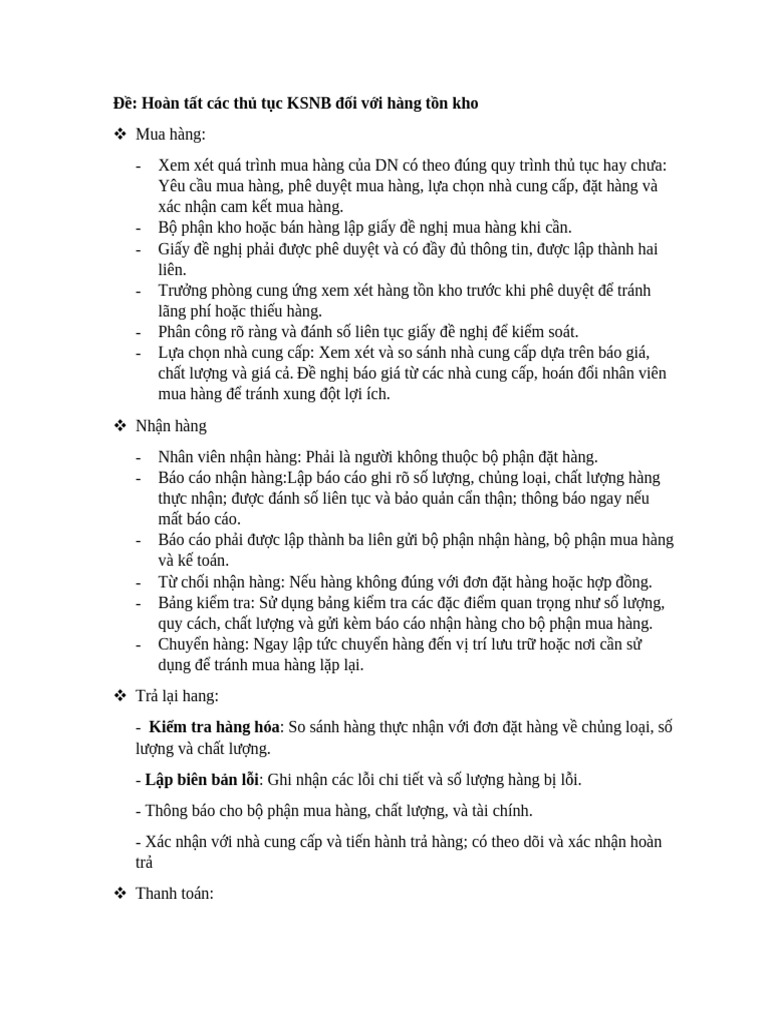 BT KSNB ĐỐI VỚI HTK -KT BCTC | PDF