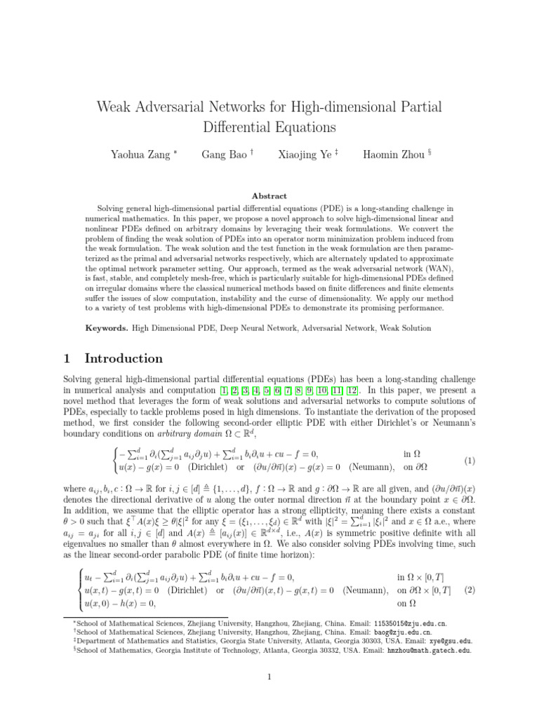 Weak Adversarial Networks For High-Dimensional Partial Differential ...