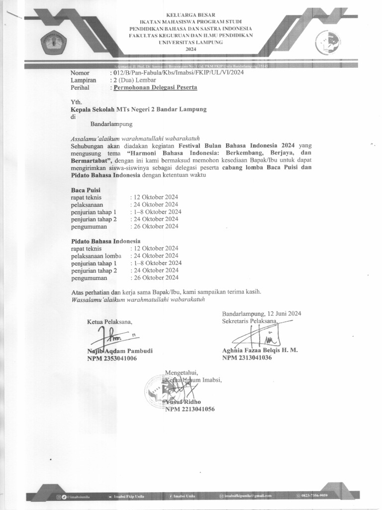 Permohonan Delegasi Peserta | PDF