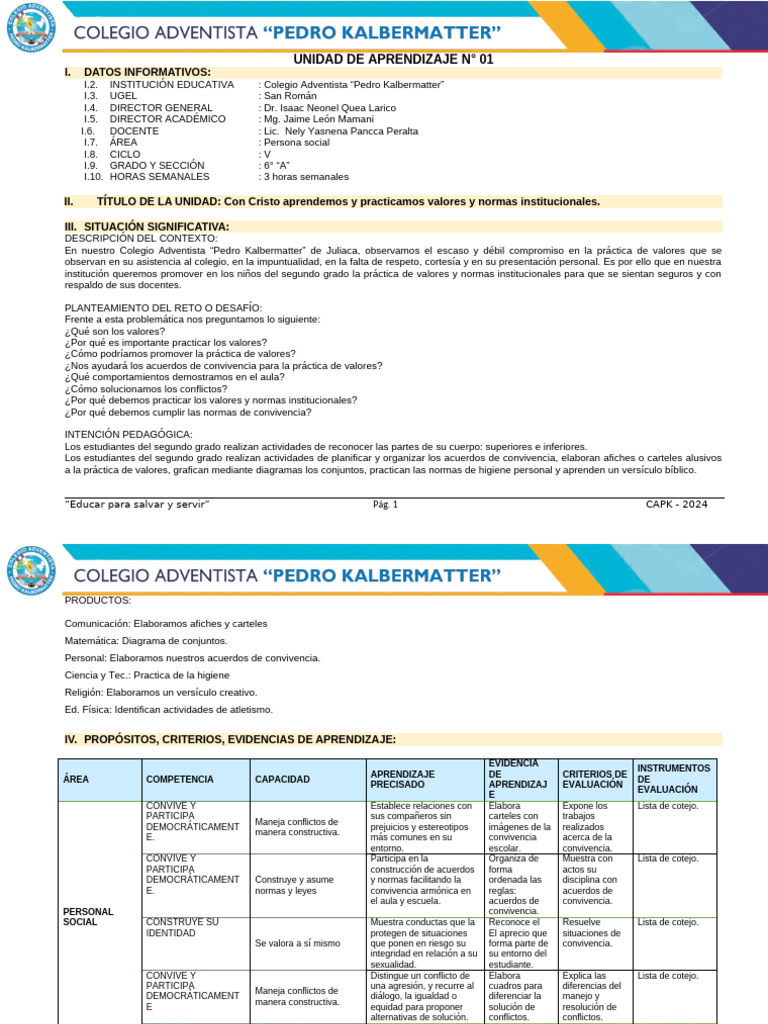 Unidad Didáctica #1 Capk 2024 | PDF