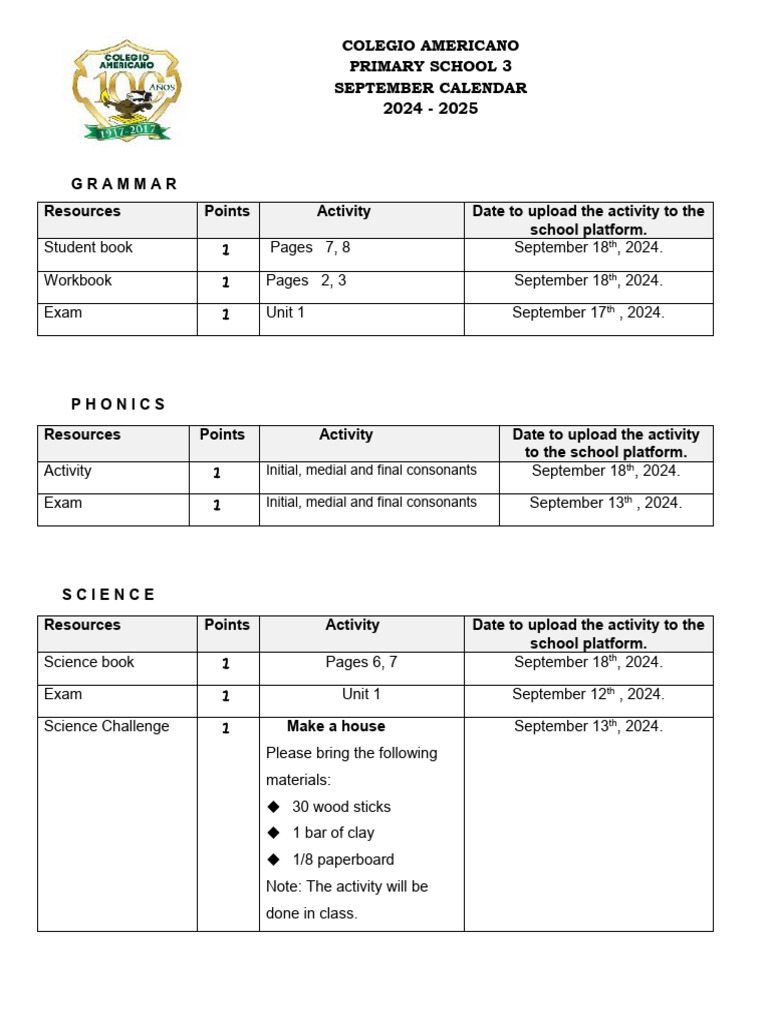 3_September_Calendar_Primary School_2024 (1) | PDF