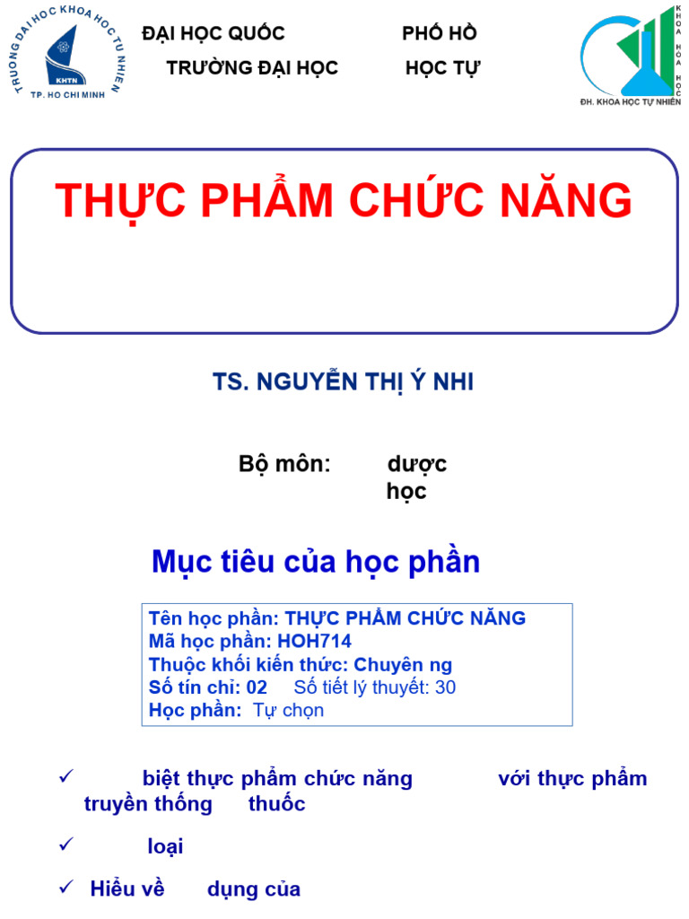 Thông Tin Môn TPCN 2024 | PDF