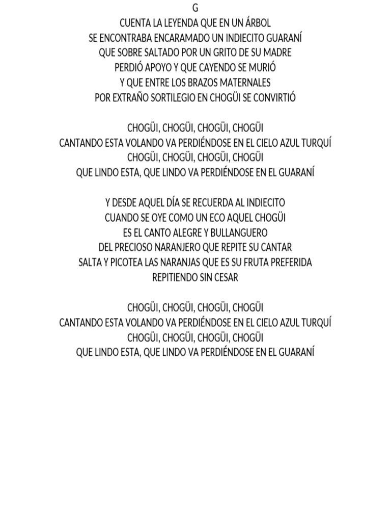 Pajaro Chogui | PDF