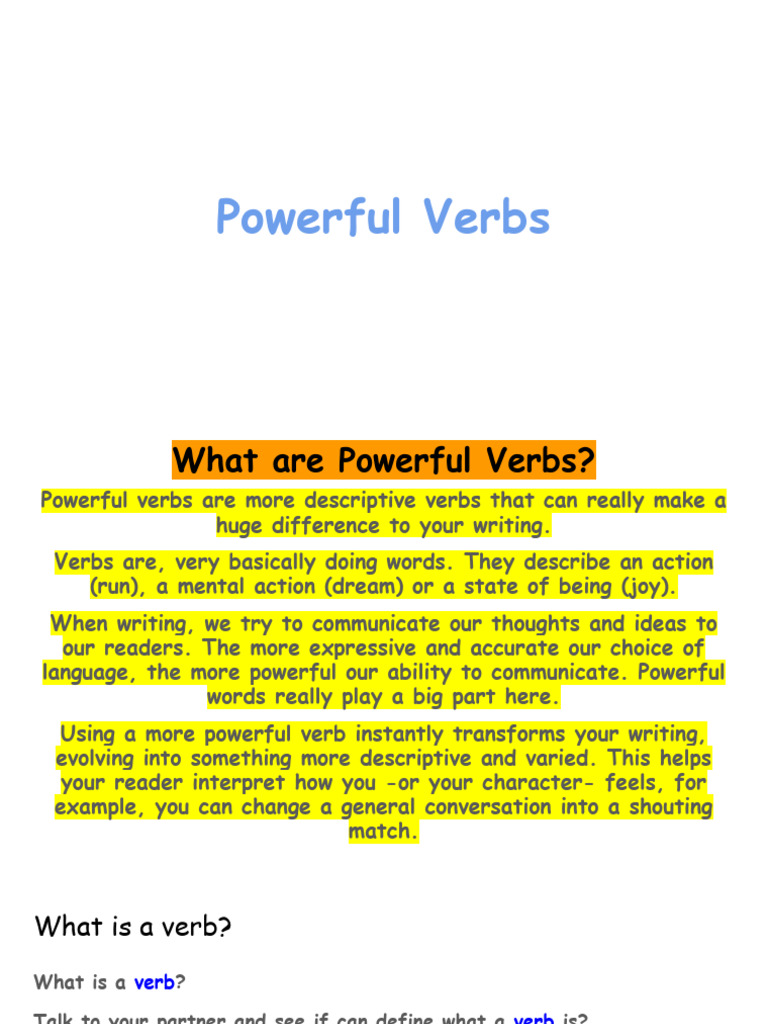 Powerful Words Verbs | PDF