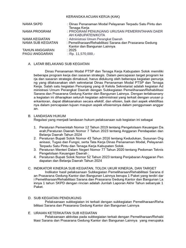 Pemeliharaan Rehabilitasi Sarana Dan Prasarana Gedung Kantor Dan Bangunan Lainnya | PDF