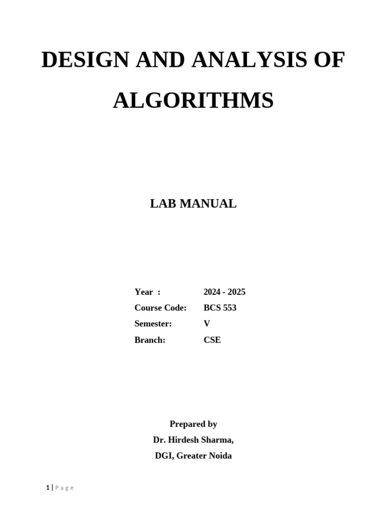 Daa Lab Manual | PDF