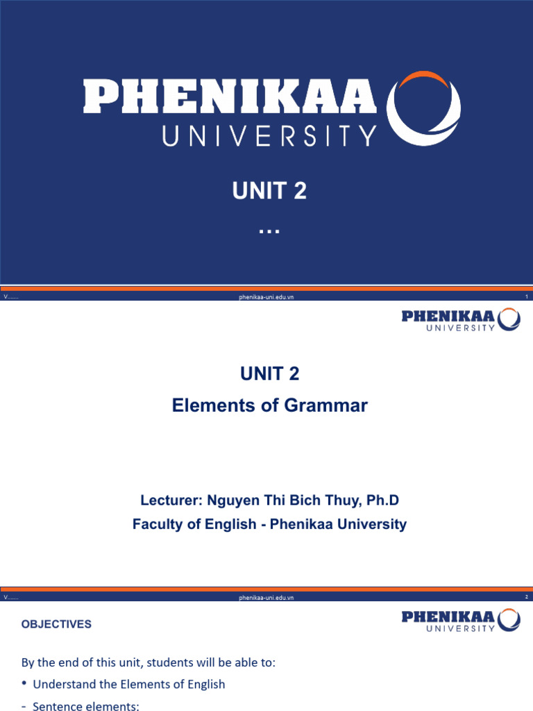 GRAMMAR 1 - Unit 2 - Elements of Grammar - Sts-1 | PDF