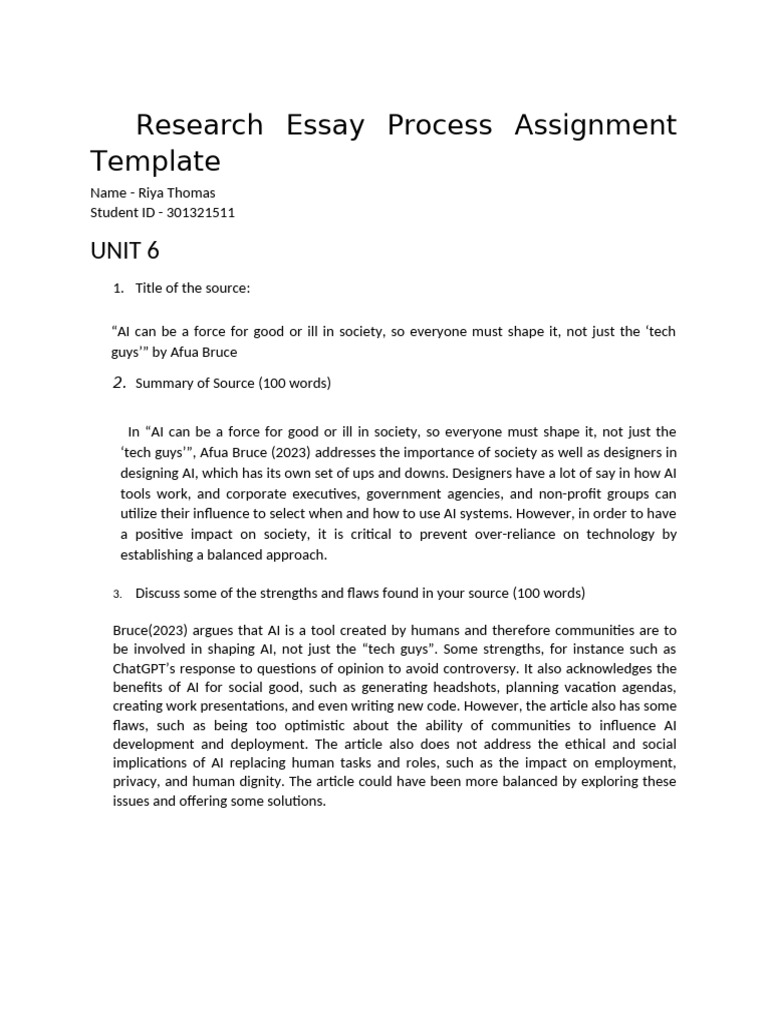 Project 2 Process Assignment - Riya Thomas | PDF | Artificial Intelligence | Computers