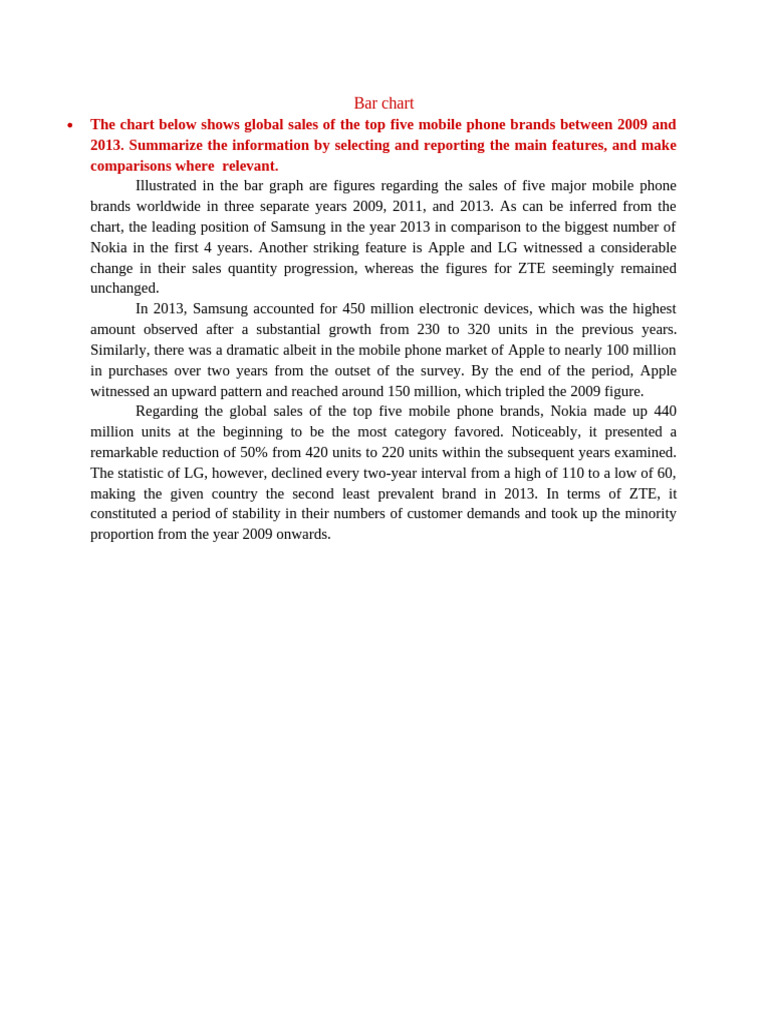 IELTS Writing Task 1 - Bar Graph | PDF