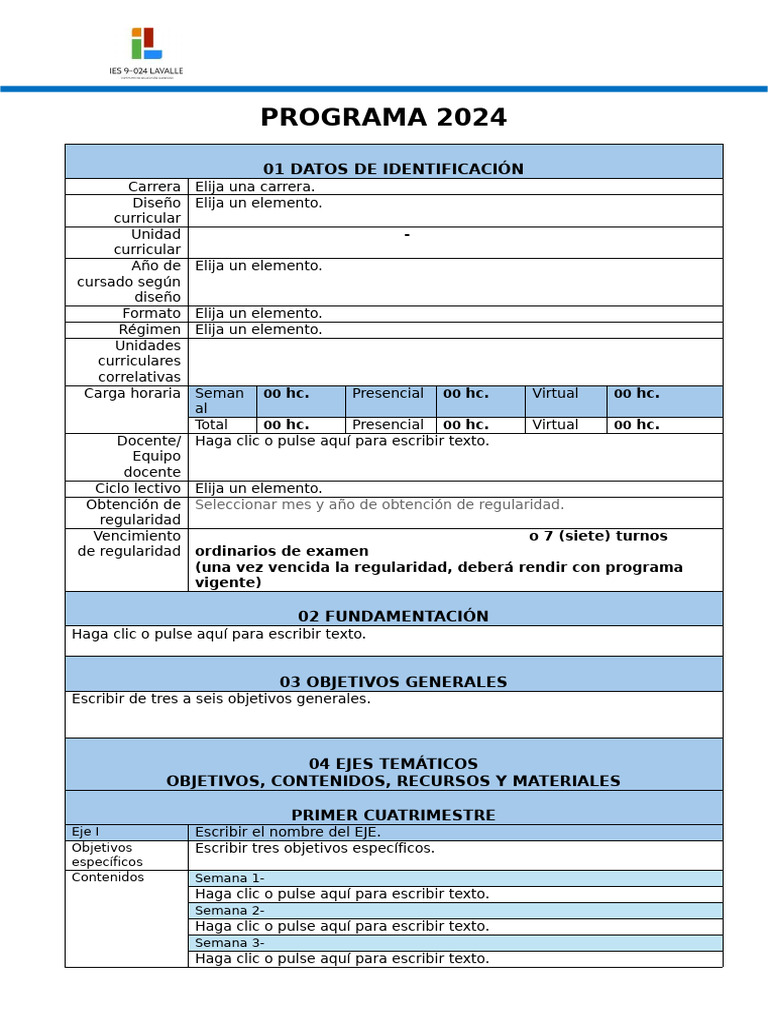 PROGRAMA - Cuatrimestral - 2024 | PDF