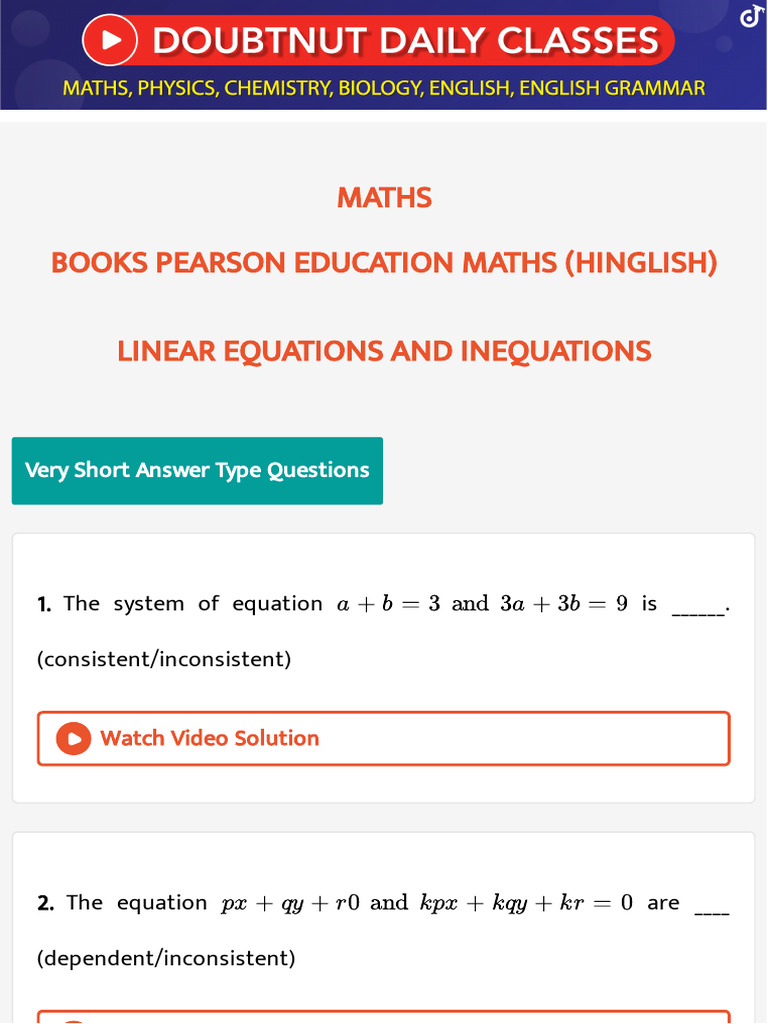 04 Linear Equations and Inequations | PDF