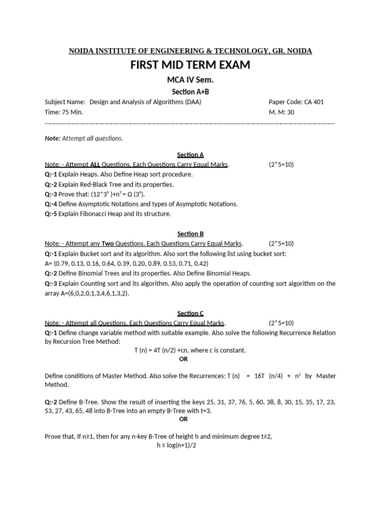 DAA Sessional Paper | PDF