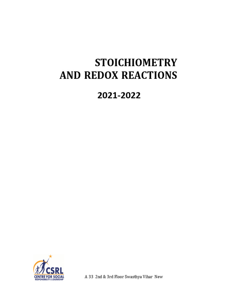 Stoichiometry - Redox Reaction | PDF