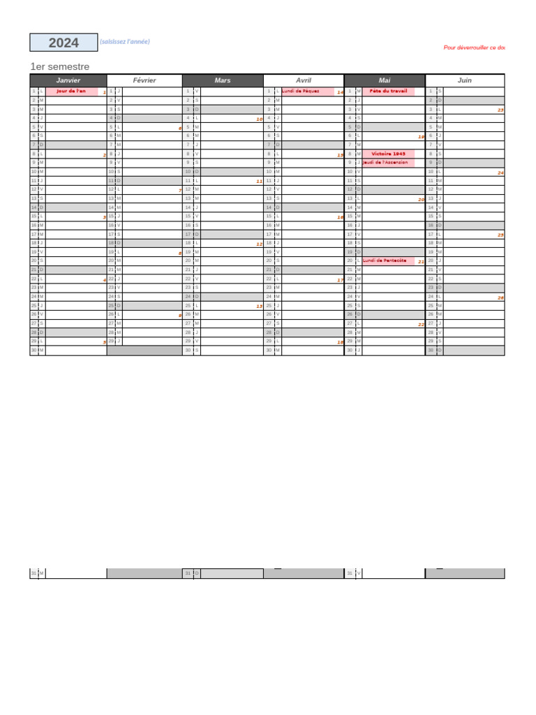 Calendrier Excel Universel Perpetuel 1 | PDF