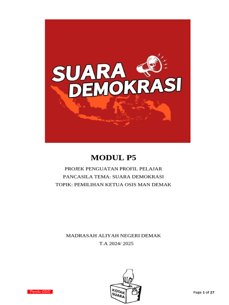 Modul Projek - MODUL PROJEK SUARA DEMOKRASI | PDF