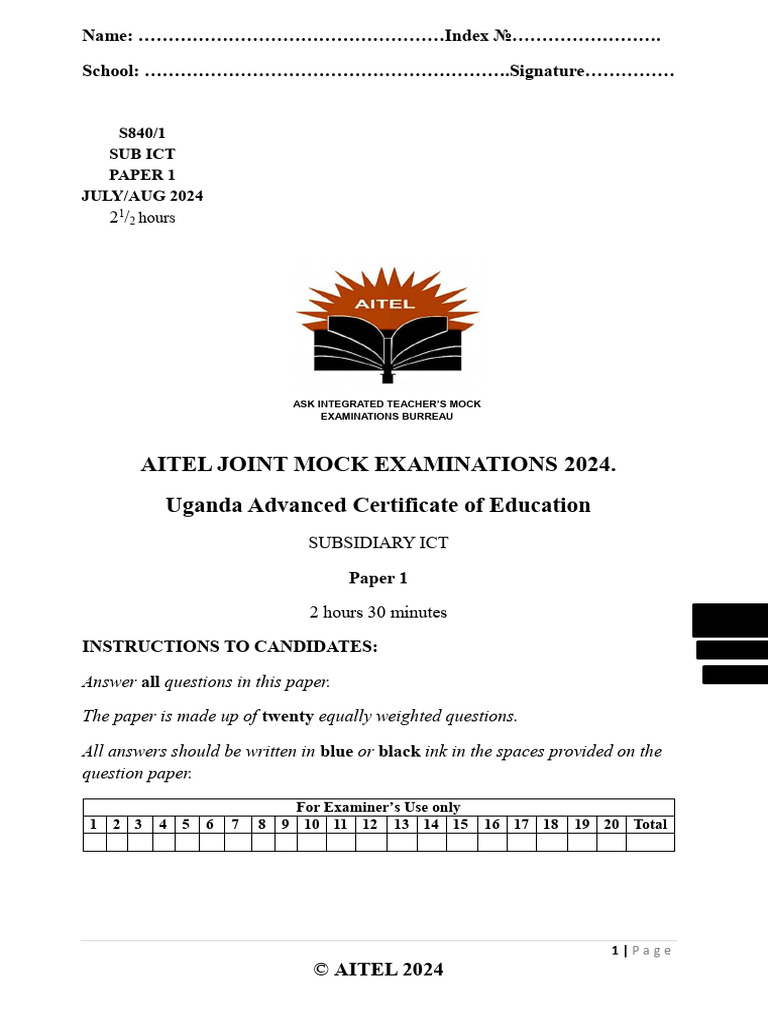 SUB ICT 1 A LEVEL AITEL | PDF
